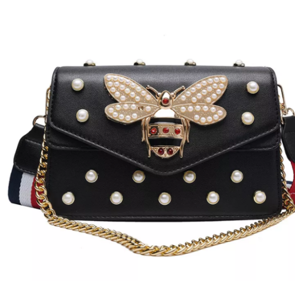 Luxury Black Elegance Designer Bee Logo Purse Bag – TimelessGear9